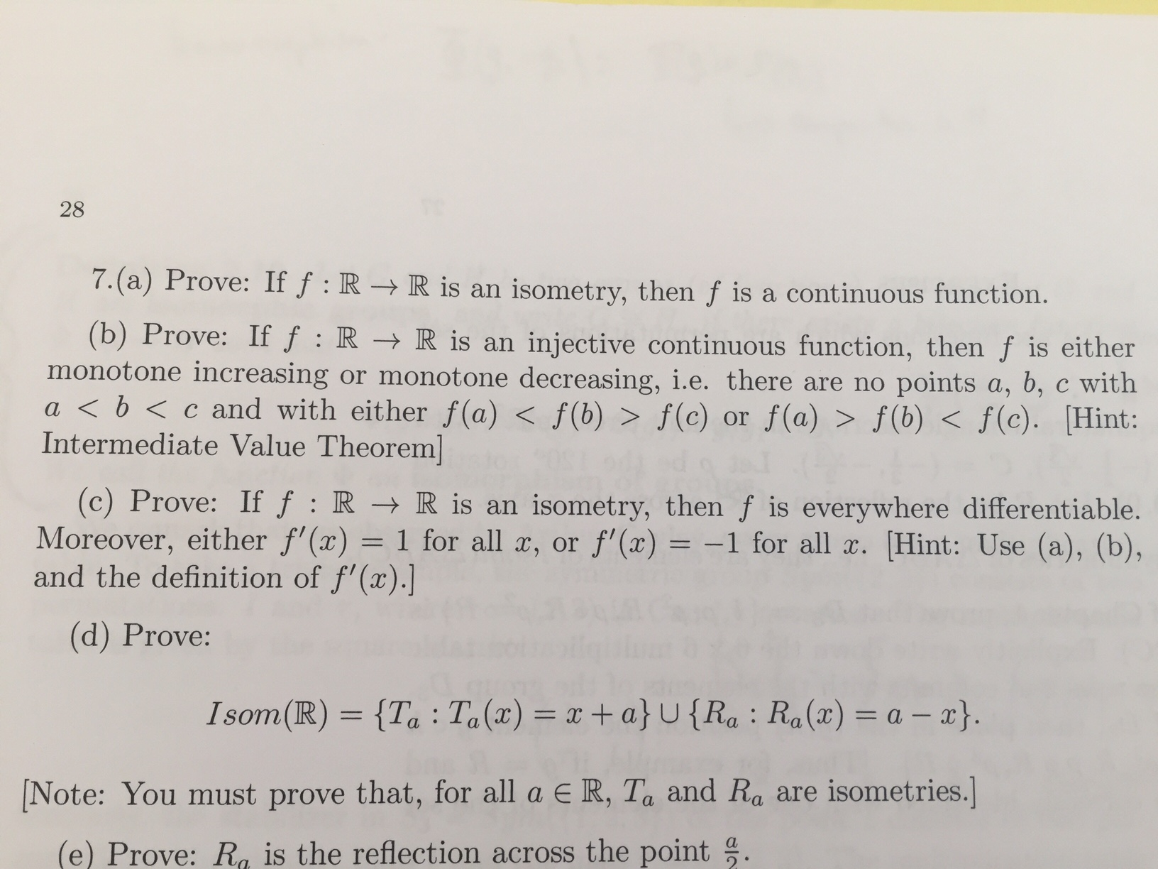 Solved Prove: If f: R rightarrow R is an isometry, then f is | Chegg.com