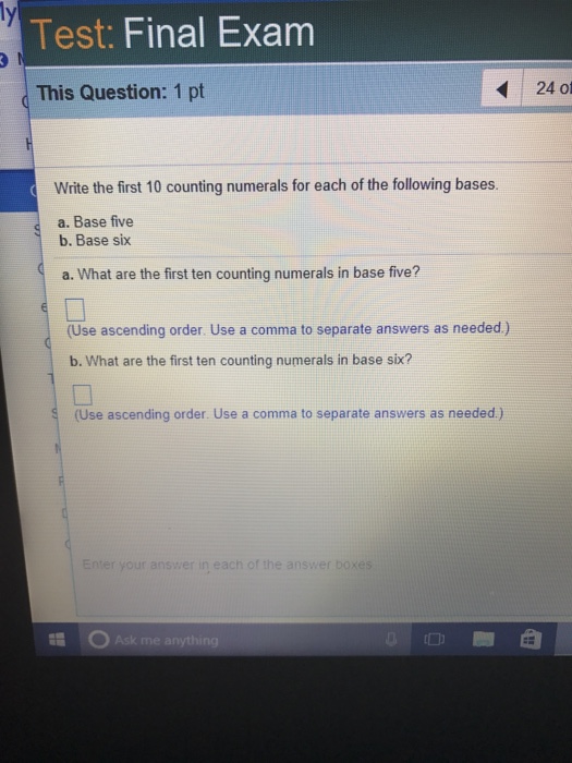 Solved Write the first 10 counting numerals for each of the | Chegg.com