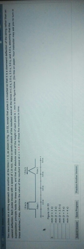 Solved two wave pulses on a string approach one another at | Chegg.com