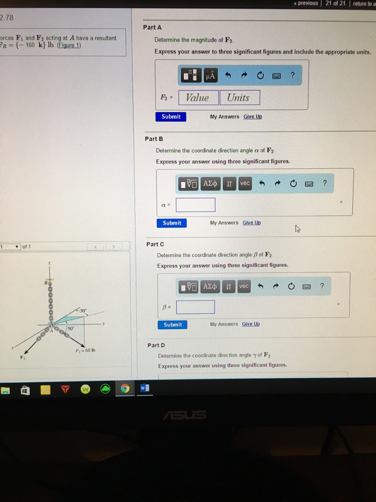Solved Figure 1 of 1 75 30P 30 6 kN along the positive axis | Chegg.com