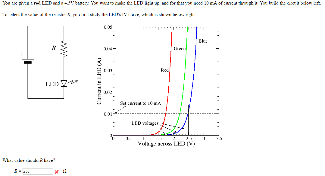 Solved You are given a red LED and a 4.5V battery. You want | Chegg.com
