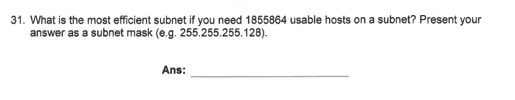 Solved 20. Up to how many hosts can be placed in the subnet | Chegg.com