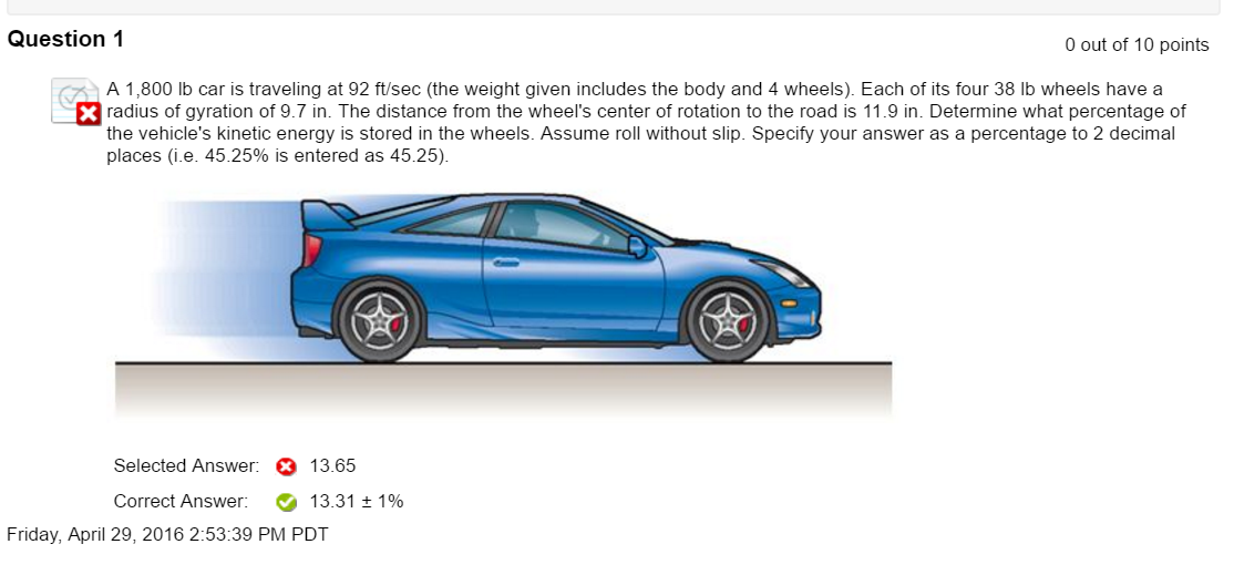 Solved A 1,800 lb car is traveling at 92 ft/sec (the weight | Chegg.com