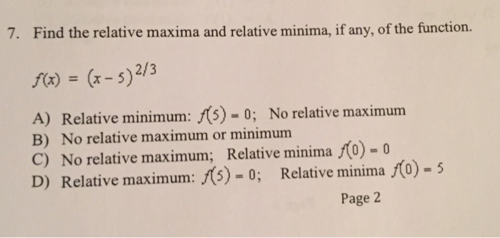 Solved Find the relative maxima and relative minima, if any, | Chegg.com