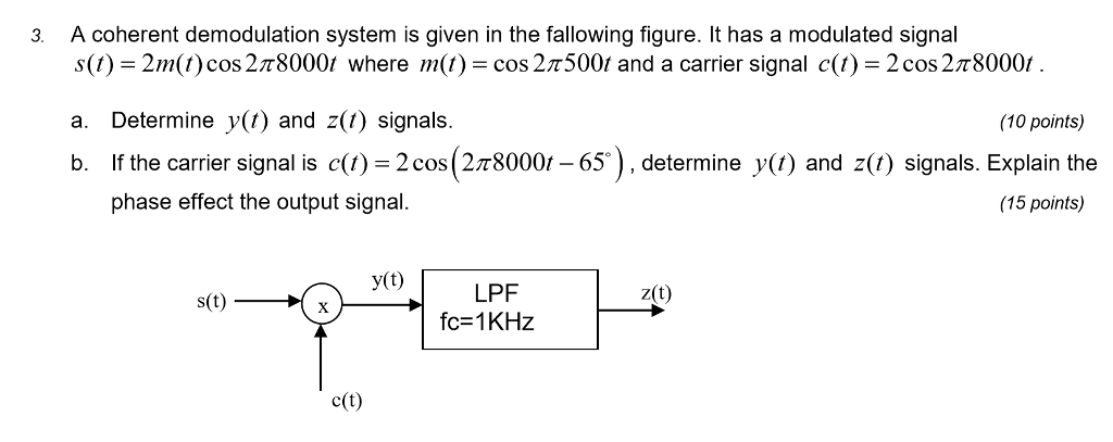 Solved A coherent demodulation system is given in the | Chegg.com