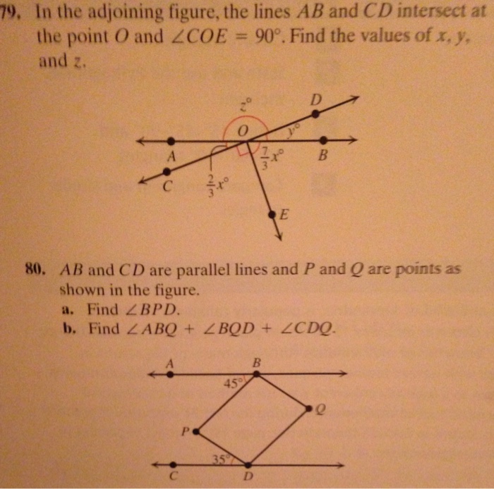 Solved 79 In The Adjoining Figure The Lines Ab And Cd
