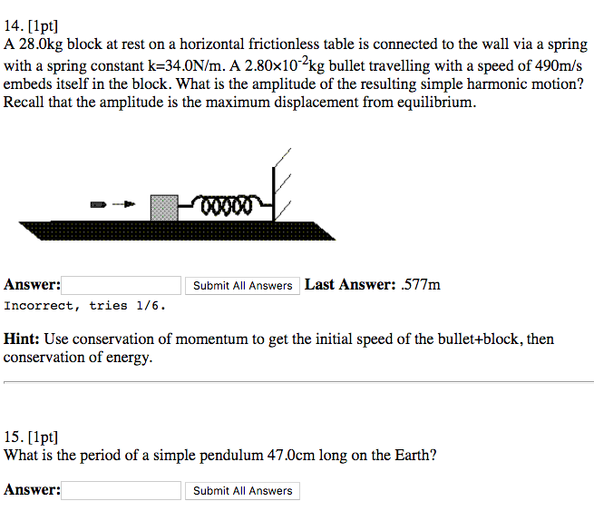 Solved 14. [lpt] A 28.0kg block at rest on a horizontal | Chegg.com