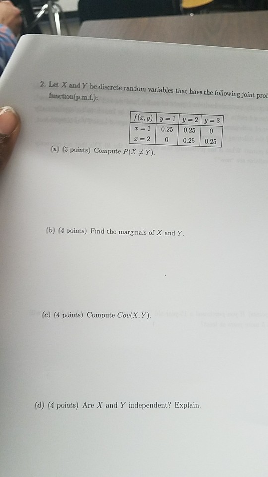 Solved 2. Let X and Y be discrete random variables that have | Chegg.com