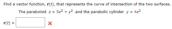 Solved Find a vector function, r(t), that represents the | Chegg.com