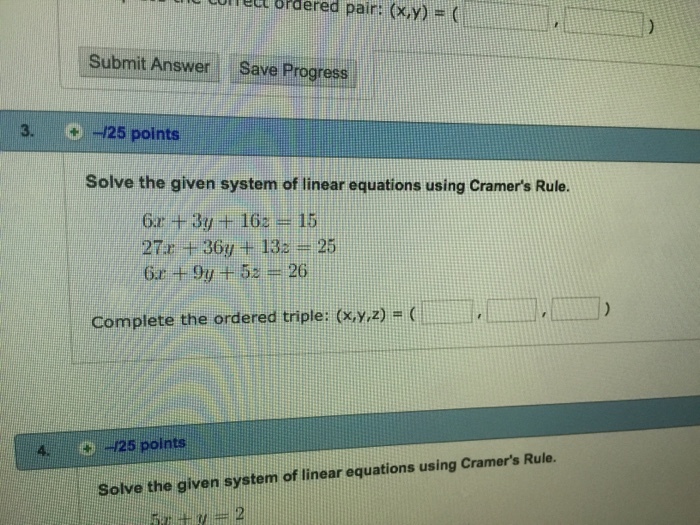 Solved Solve the given system of linear equations using | Chegg.com