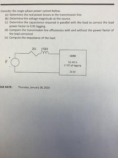 Solved Consider the single-phase power system below. | Chegg.com