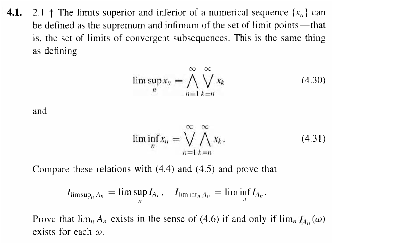 Solved The limits superior and inferior of a numerical | Chegg.com