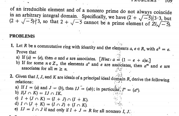 10g of an irreducible element and of a nonzero prime | Chegg.com