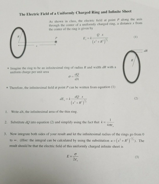 Solved The Electric Field of a Uniformly Charged Ring and | Chegg.com