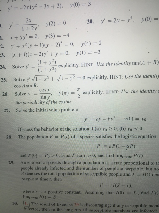Solved y'=2x/1+2y, y(2)=0 y'2y-y^2,Solve the initial value | Chegg.com
