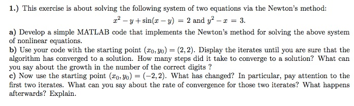 This exercise is about solving the following system | Chegg.com