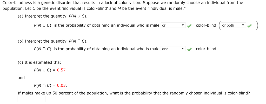 Solved Question Part Points Submissions Used Color-blindness | Chegg.com