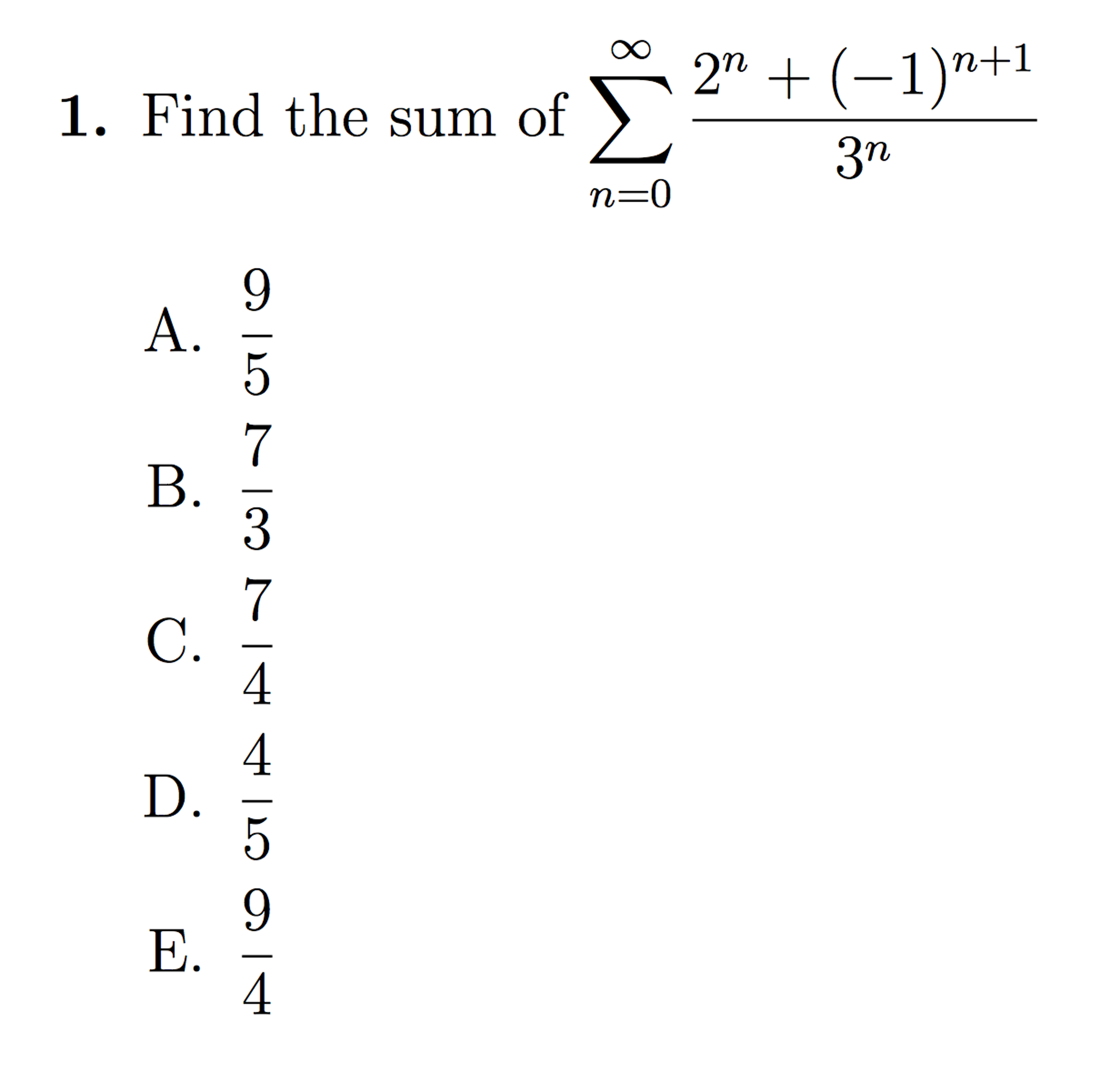 Solved Find the sum of sigma^infinity_n = 0 2^n + | Chegg.com