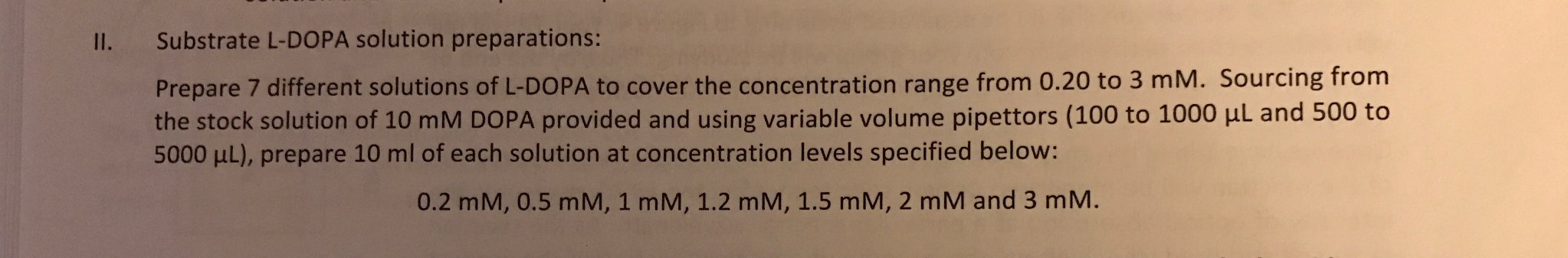 Solved What volumes of the stock L-DOPA solution should be | Chegg.com