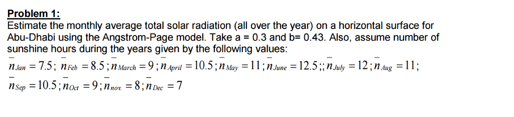 Solved Estimate the monthly average total solar radiation | Chegg.com