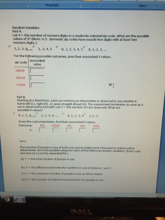 Solved Random Variables . Let X = the number of nonzero | Chegg.com