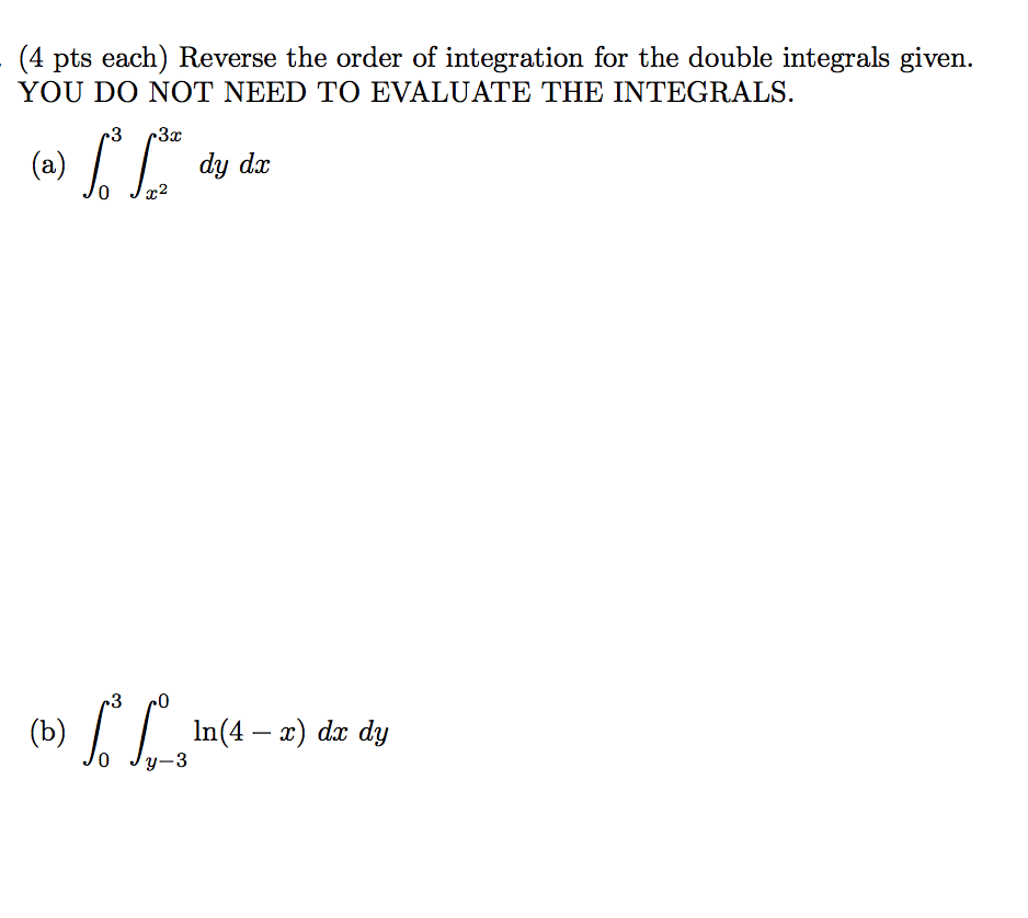 Solved Reverse the order of integration for the double | Chegg.com