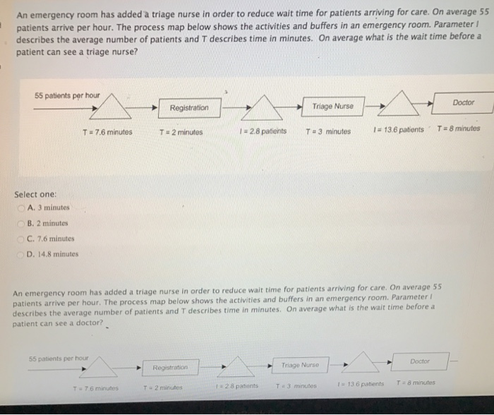 Solved An emergency room has added a triage nurse in order | Chegg.com