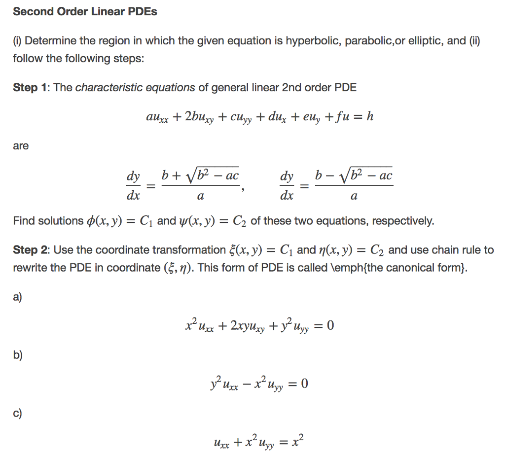 Solved Second Order Linear PDEs () Determine the region in | Chegg.com