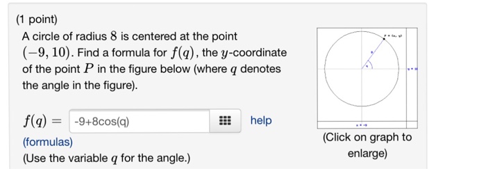 Solved: A Circle Of Radius 8 Is Cantered At The Point (-9,... | Chegg.com