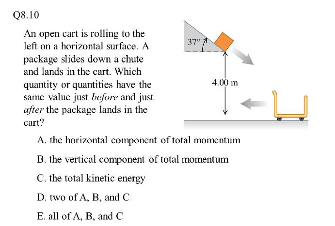 Solved Q8.10 An open cart is rolling to the left on a | Chegg.com