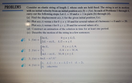 Solved Consider an elastic string of length L whose ends are | Chegg.com