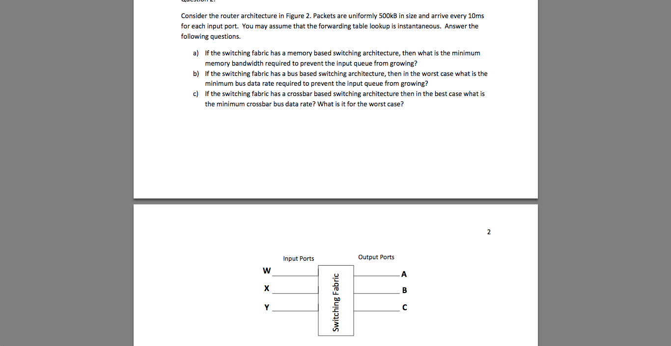 Consider the router architecture in Figure 2. Packets | Chegg.com