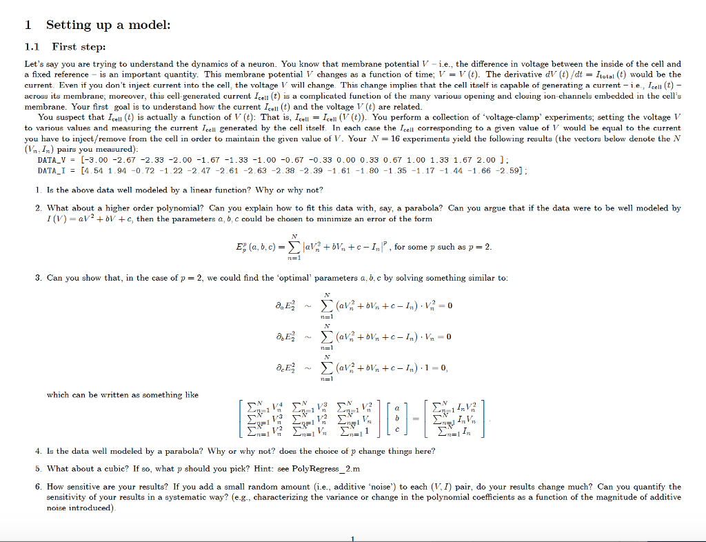 math modeling, linear regression, linear algebra, | Chegg.com