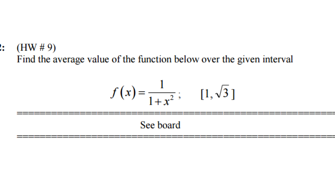 Solved Find the average value of the function below over the | Chegg.com