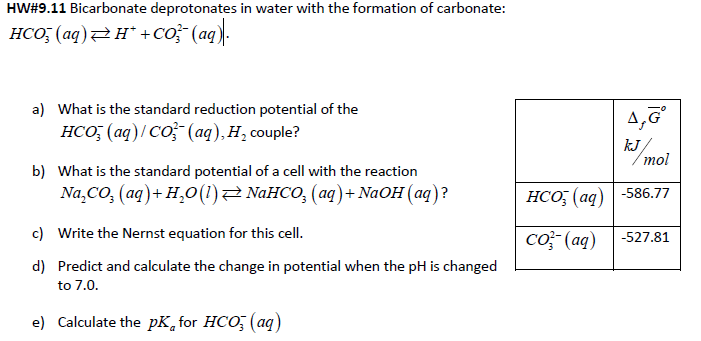 Bicarbonate deprotonates in water with the formation | Chegg.com
