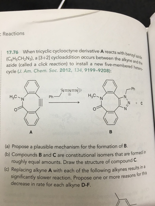 Solved When tricyclic cyclooctyne derivative A reacts with | Chegg.com
