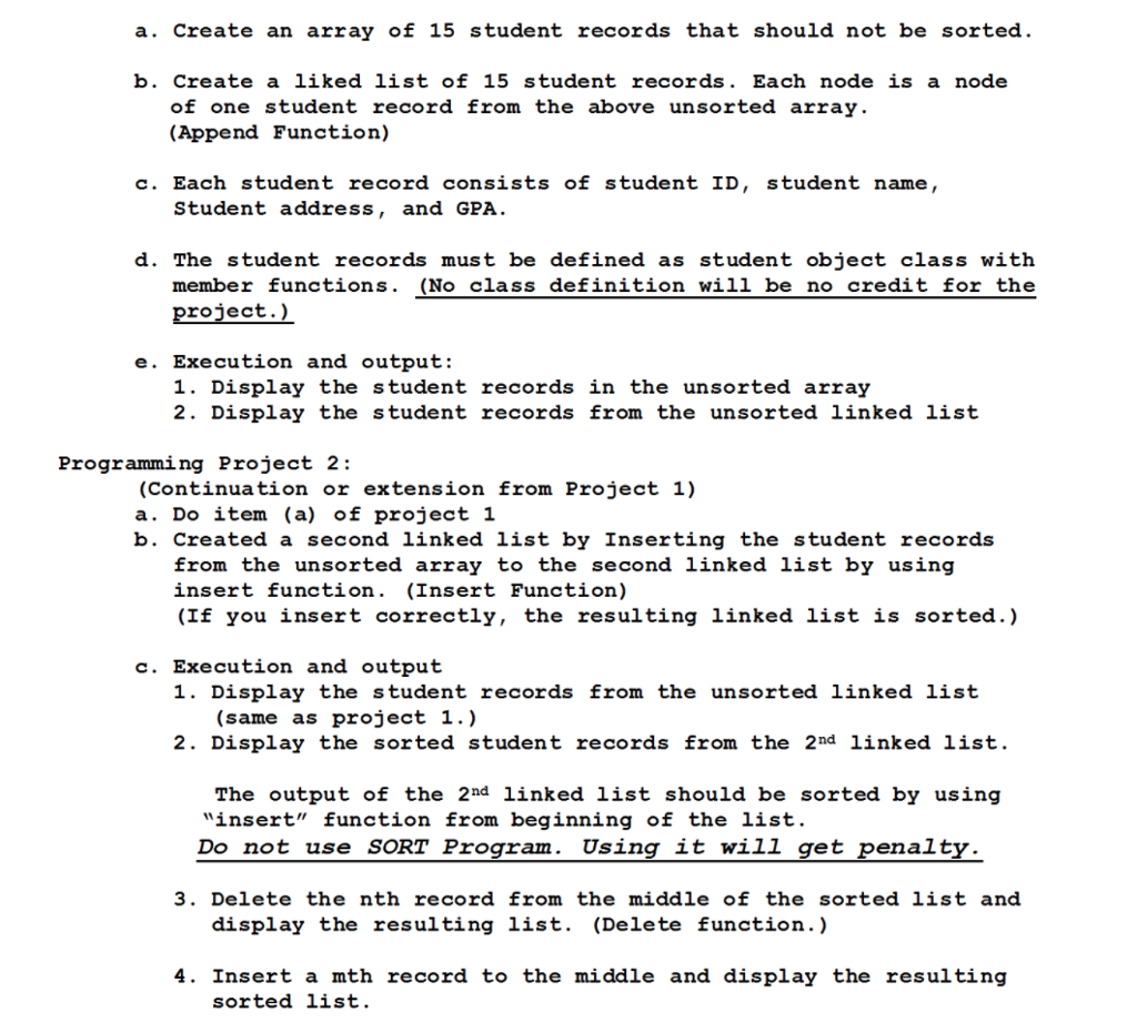 Solved a. Create an array of 15 student records that should | Chegg.com
