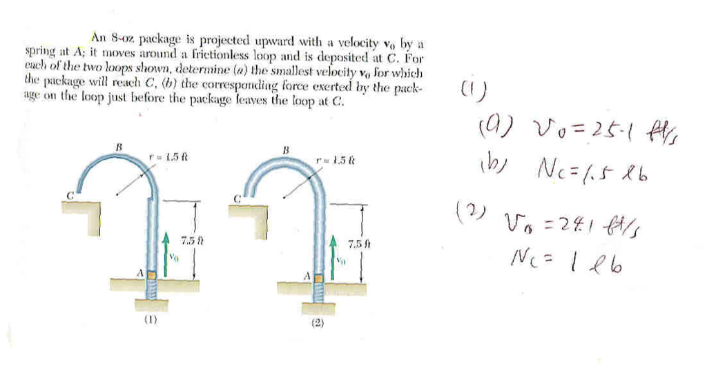 Solved An 8.oz package is projected upward with a velocity | Chegg.com