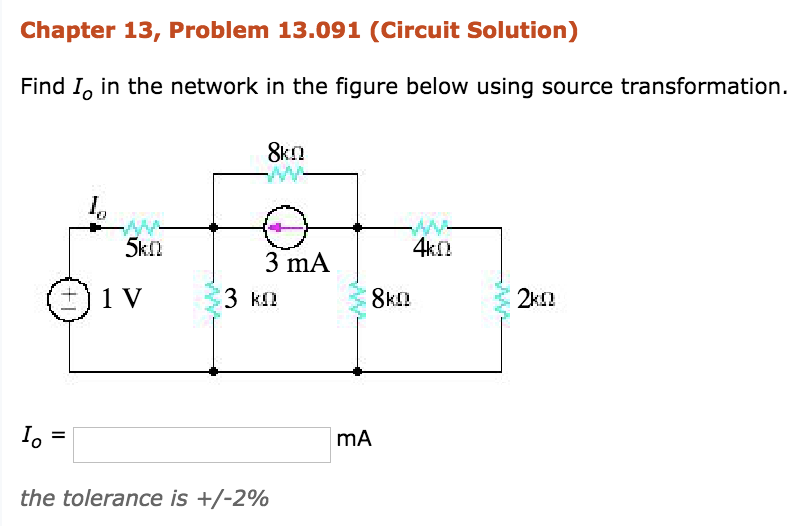 Solved Chapter 13, Problem 13.091 (Circuit Solution) Find Io | Chegg.com