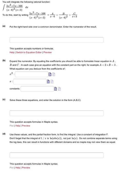 Solved You will Integrate the following rational function: | Chegg.com