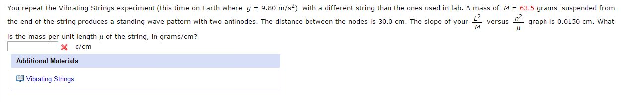 Solved What is the mass per unit length (Mu) of the string, | Chegg.com