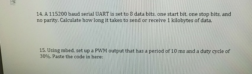 Solved 14 A 115200 Baud Serial Uart Is Set To 8 Data Bits