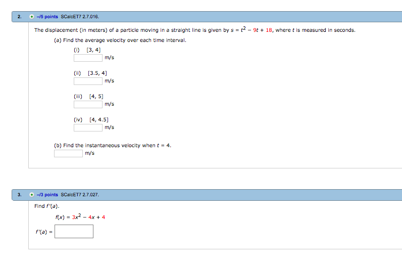 Solved The displacement (in meters) of a particle moving in | Chegg.com