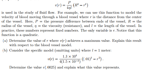 Solved v(r) = P/4nl (R^2 - r^2) is used in the study of | Chegg.com