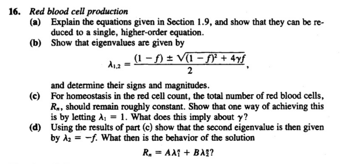 Red blood cell production Explain the equations | Chegg.com