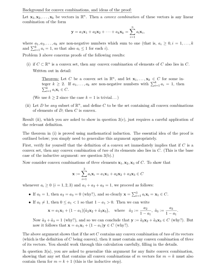 Solved 3. Convex combinations: Background for this problem – | Chegg.com