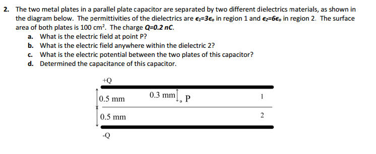 Solved The two metal plates in a parallel plate capacitor | Chegg.com