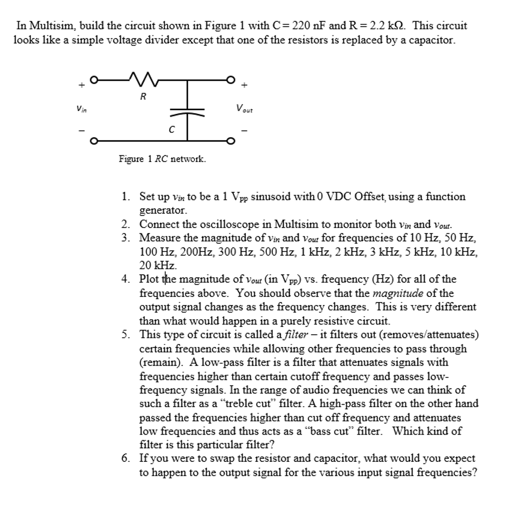 In Multisim, build the circuit shown in Figure 1 with | Chegg.com