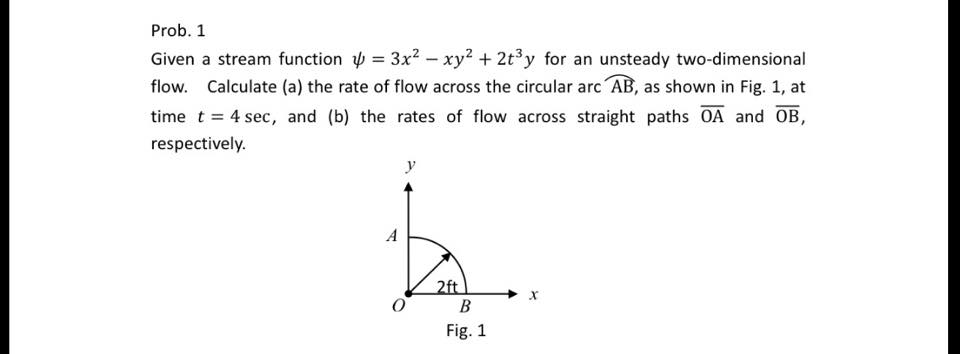 Solved Given a stream function psi = 3x^2 ? xy^2 + 2t^3y for | Chegg.com