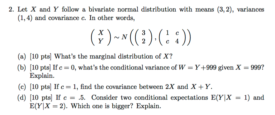 Solved Let X and Y follow a bivariate normal distribution | Chegg.com